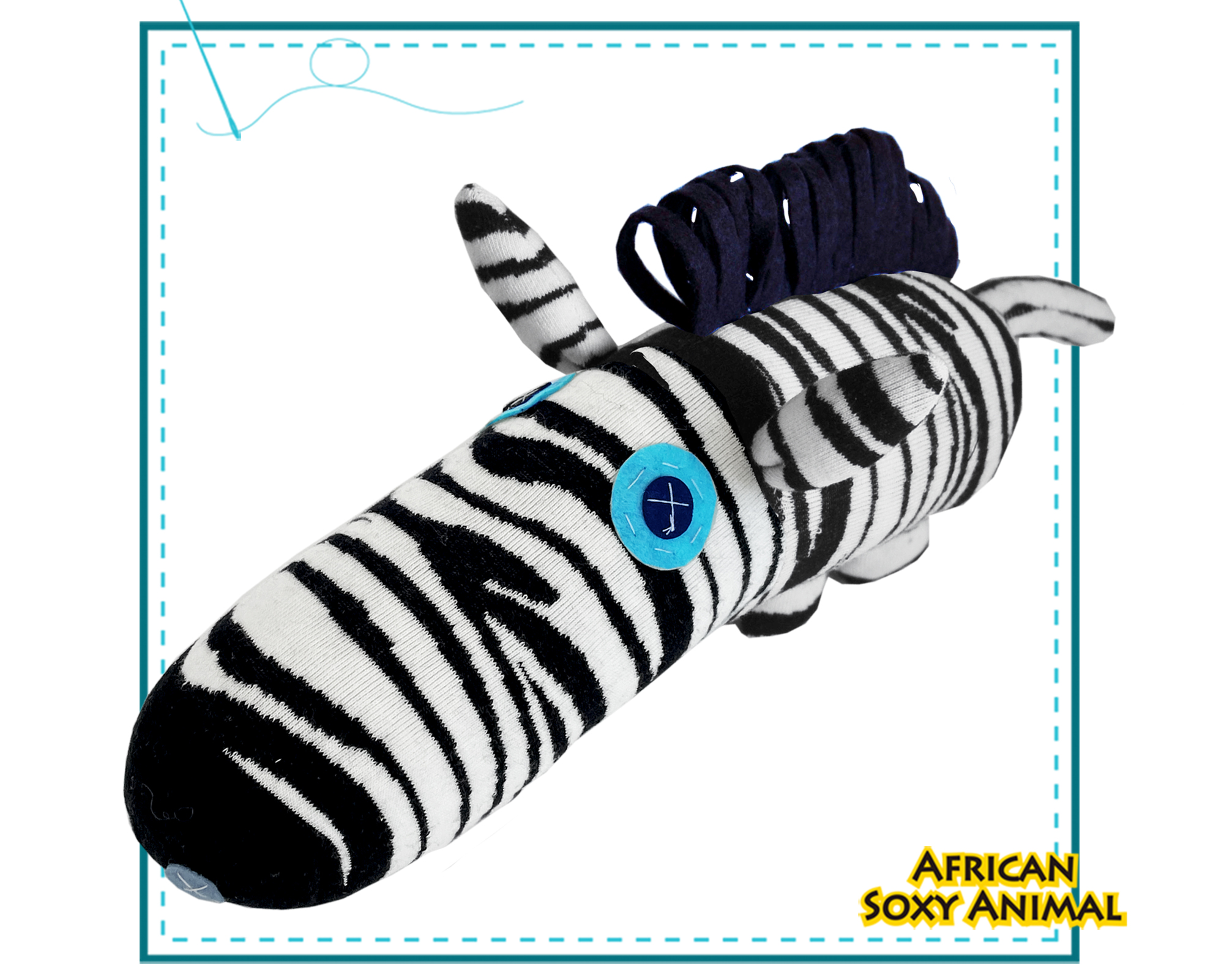 African Soxy Animal | Art & Craft Sock Puppet DIY Kits | Sock Zebra